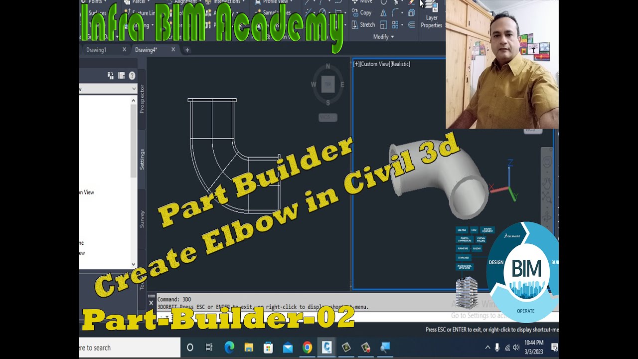 Part Builder-02 How can Create Elbow for Civil 3d Catalog Infra Bim Academy - YouTube