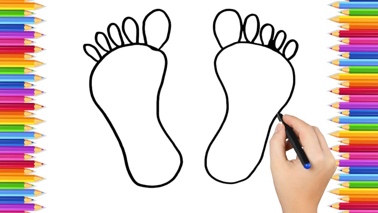 How To Draw cute foot print Drawing, Painting & Coloring For Kids and ...