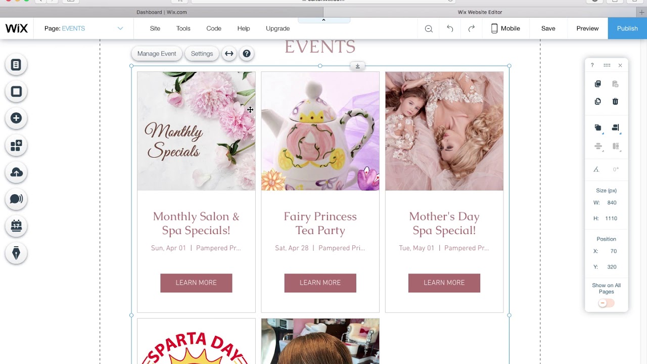 How to edit my new WIX site: Events App - YouTube