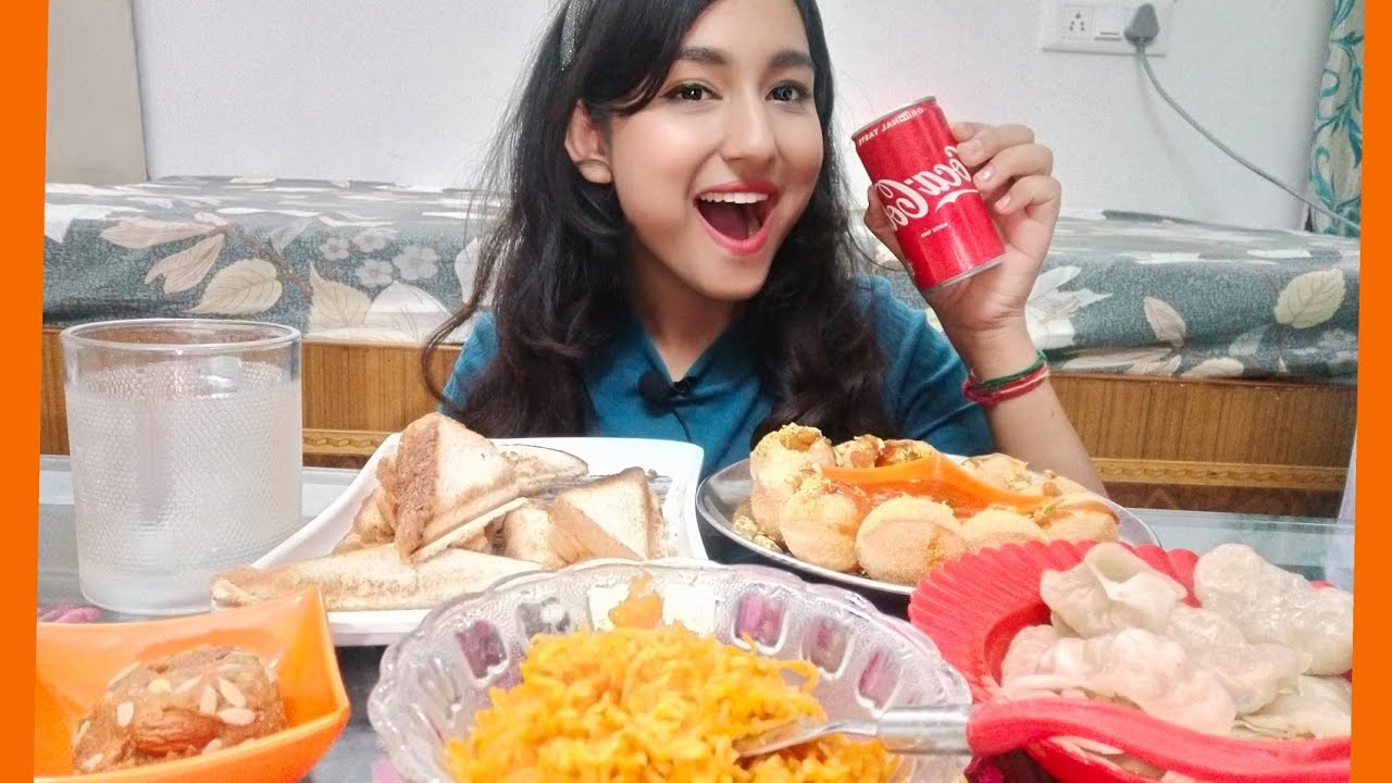 Asmr Eating: Korean Spicy Noodles, Momos, Toast, Sweet Pini, Coke / Ft ...