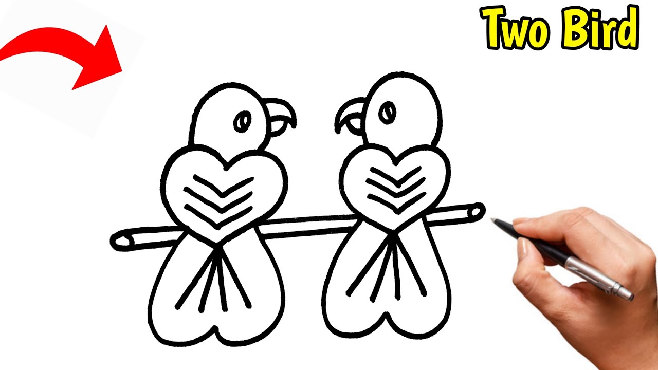 How To Draw Parrot Bird With Heart l Drawing Pictures l Easy Parrot ...