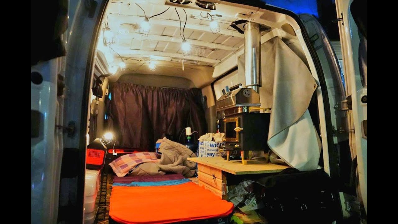 Wood Burning Stove Install to Heat my Car | Solo Winter Vanlife - YouTube