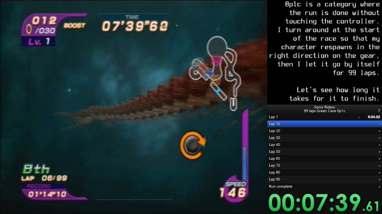 [Sonic Riders] Green Cave 99 laps 0p1c (2:17'26"58) - YouTube
