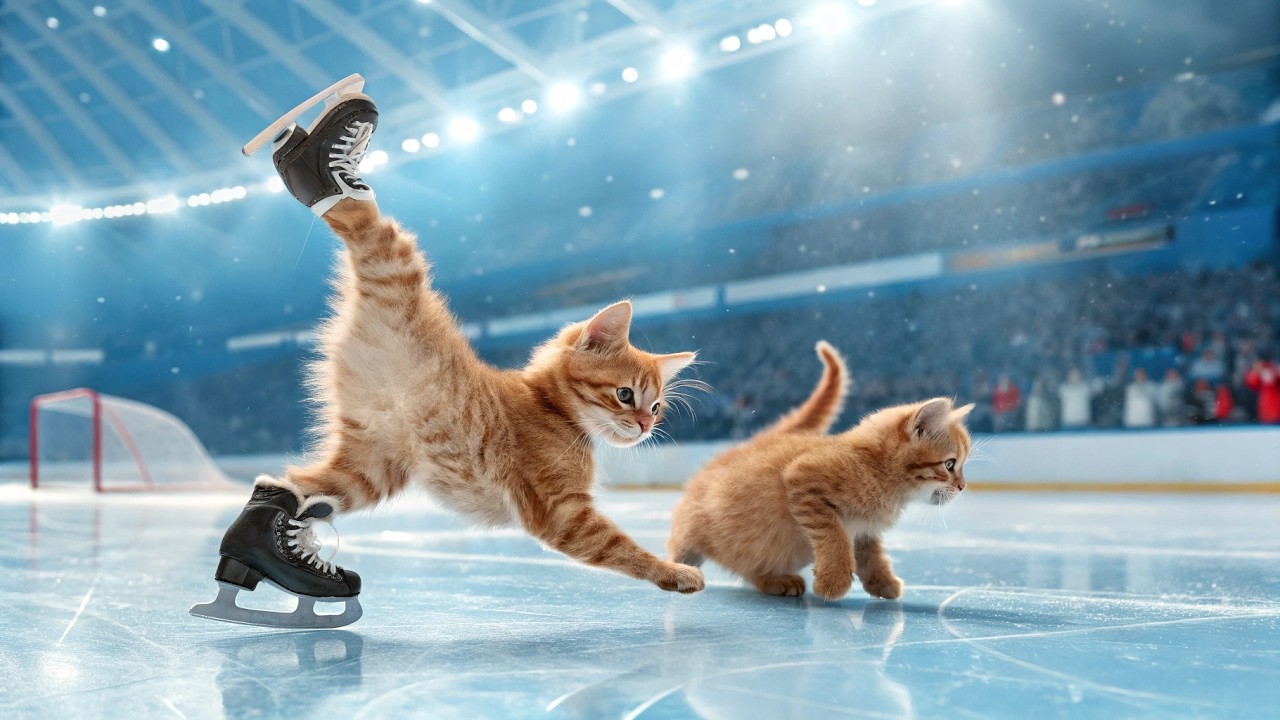 Two Orange Kittens Try Ice Skating for the First Time! ⛸️🐱 ️ - YouTube