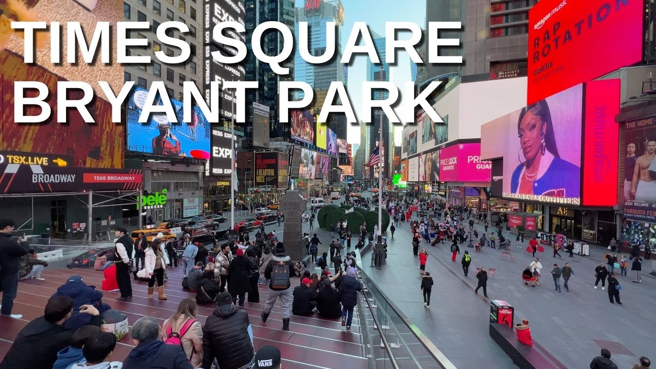 NEW YORK CITY Walking Tour [4K] - TIMES SQUARE - BRYANT PARK - YouTube