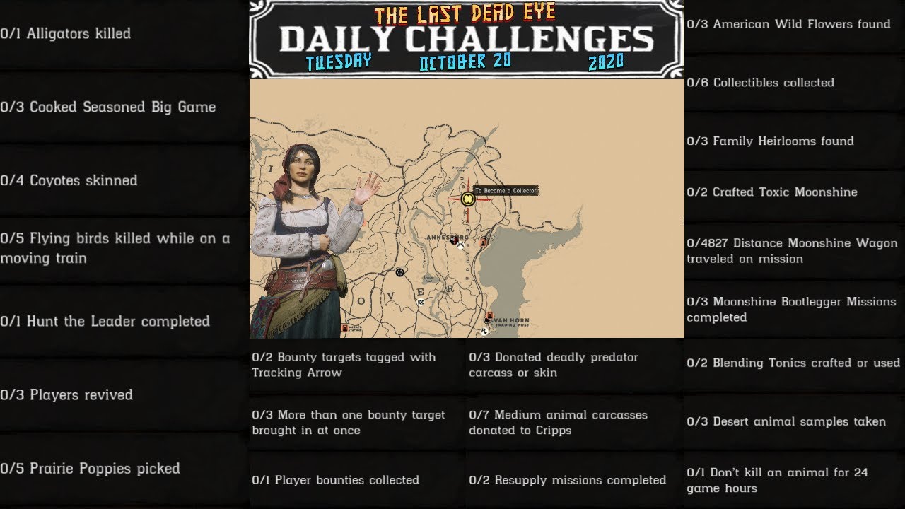 Daily Challenges Madam Nazar Alligator Prairie Poppies Locations RDR2 ...