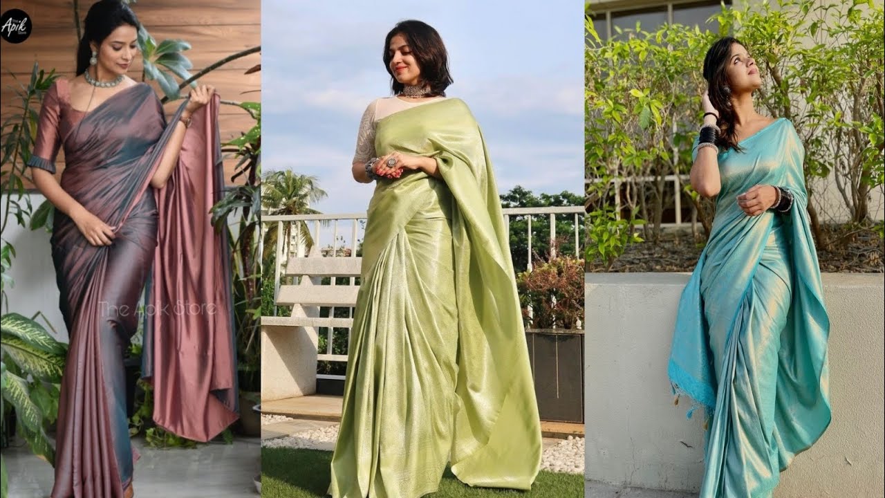 simple stylish saree new design - YouTube