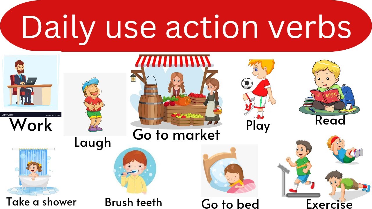 Action verbs vocabulary|| Daily routine in English|| Daily life English ...