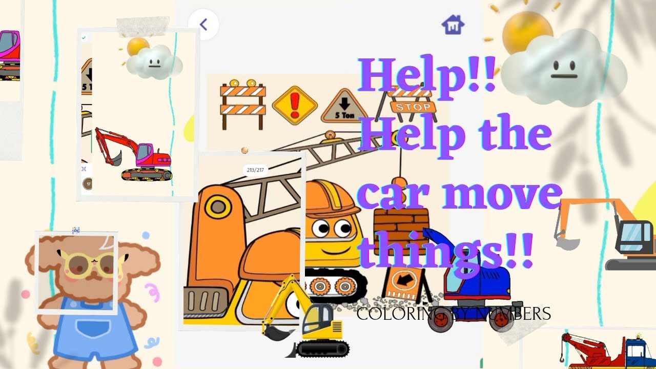 Excavator !! Color, Coloring, Coloring by numbers, Coloring animals ...