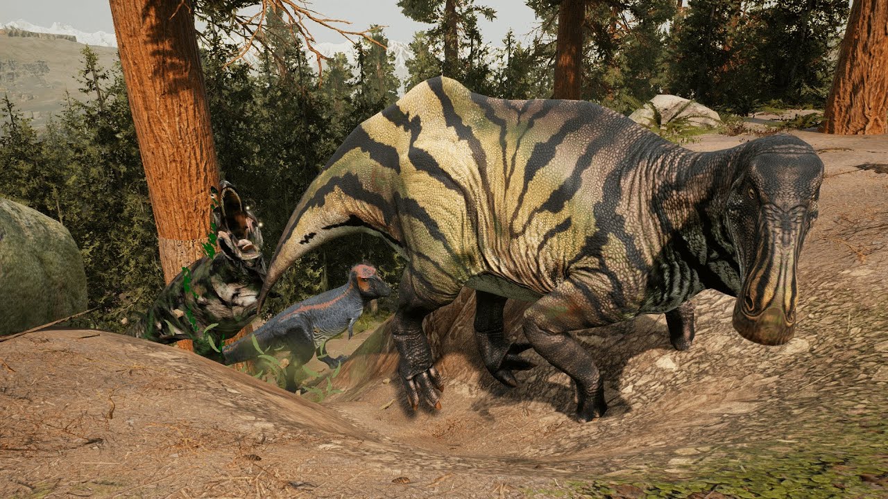 Path of Titans | Bars TLC vs 2 Rex, Conc, Megalania pack - YouTube