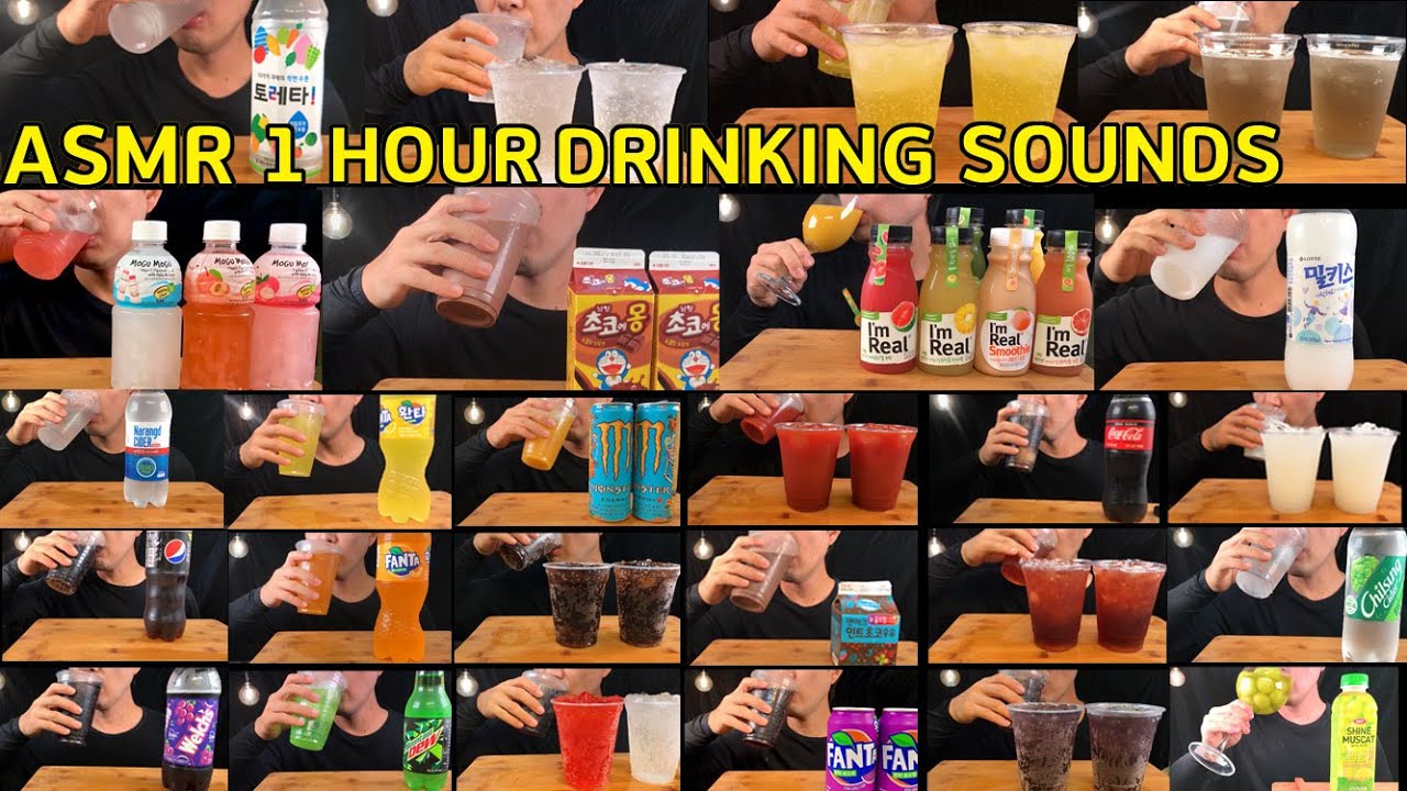 Asmr Drinking Sounds 1hour Real Sounds No Talking음료수 먹방 1시간20분 연속 마시기 모음 리얼 사운드飲み物を食べる1時間20分連続