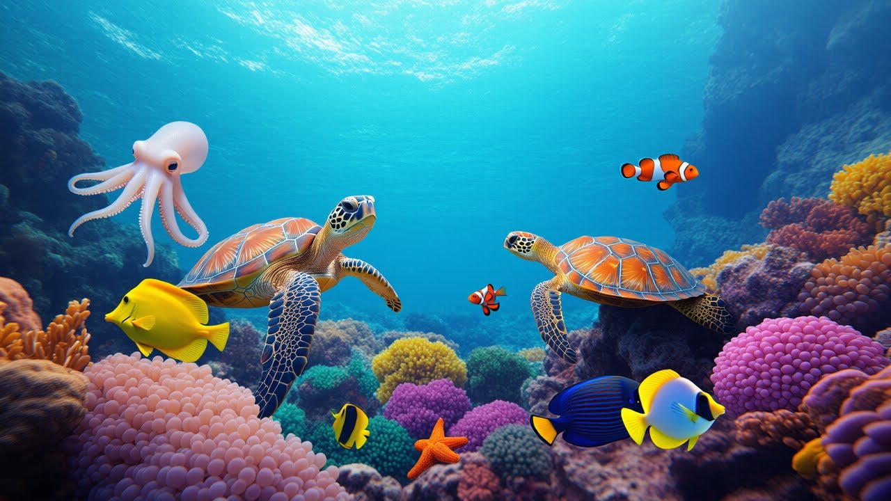 4K Underwater Piano Serenity: Relaxing Fish Scenery and vibrant marine ...