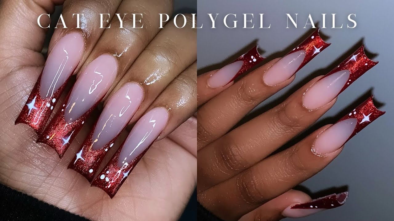 Cat Eye French Polygel Nails Easy French Tip Nails Youtube