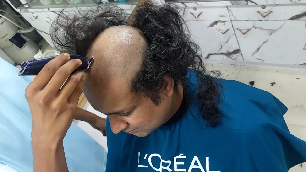 Crazy Full Hair Removal Bald Look in Summer long hair guy headshave # ...