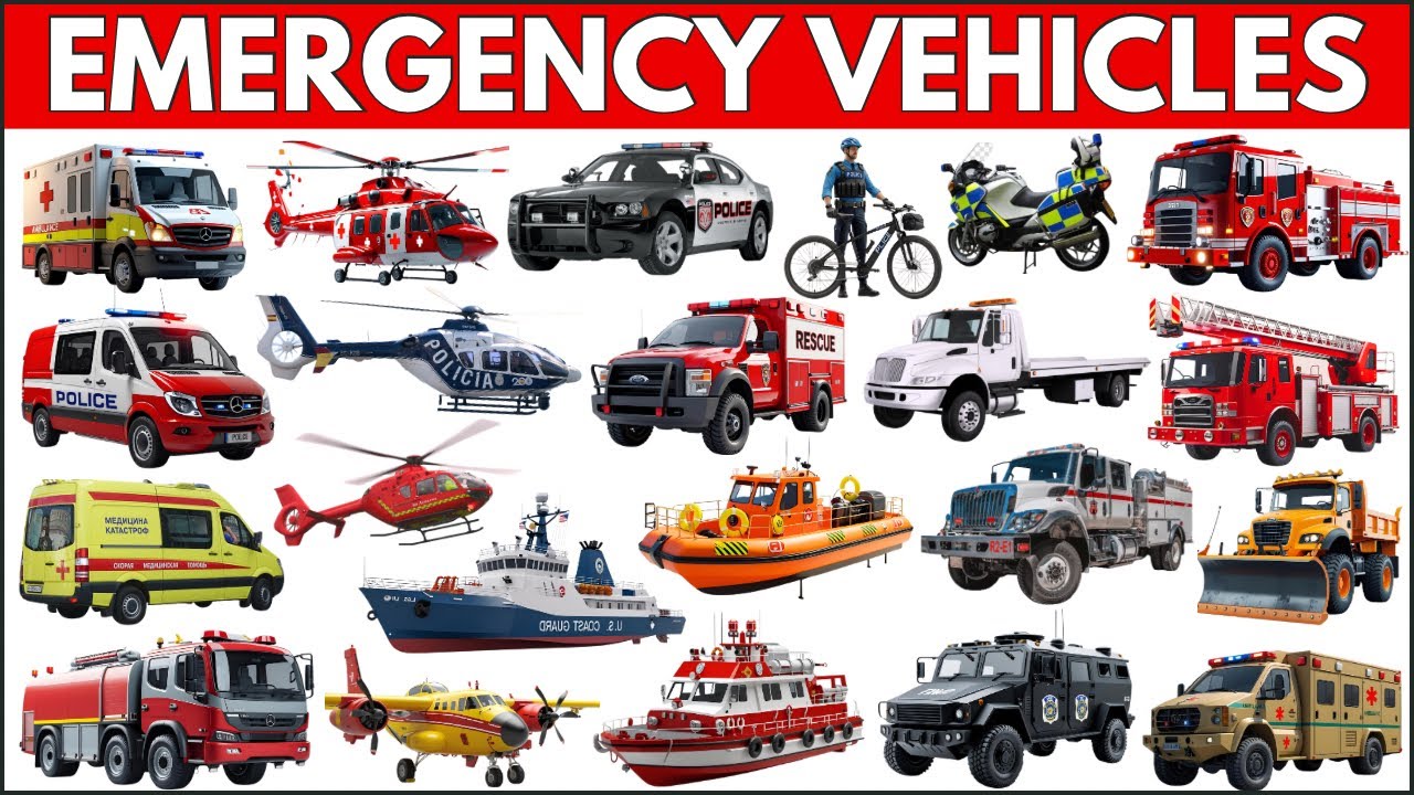 Emergency Vehicles for Kids | Police Car, Fire Truck, Rescue Trucks and ...