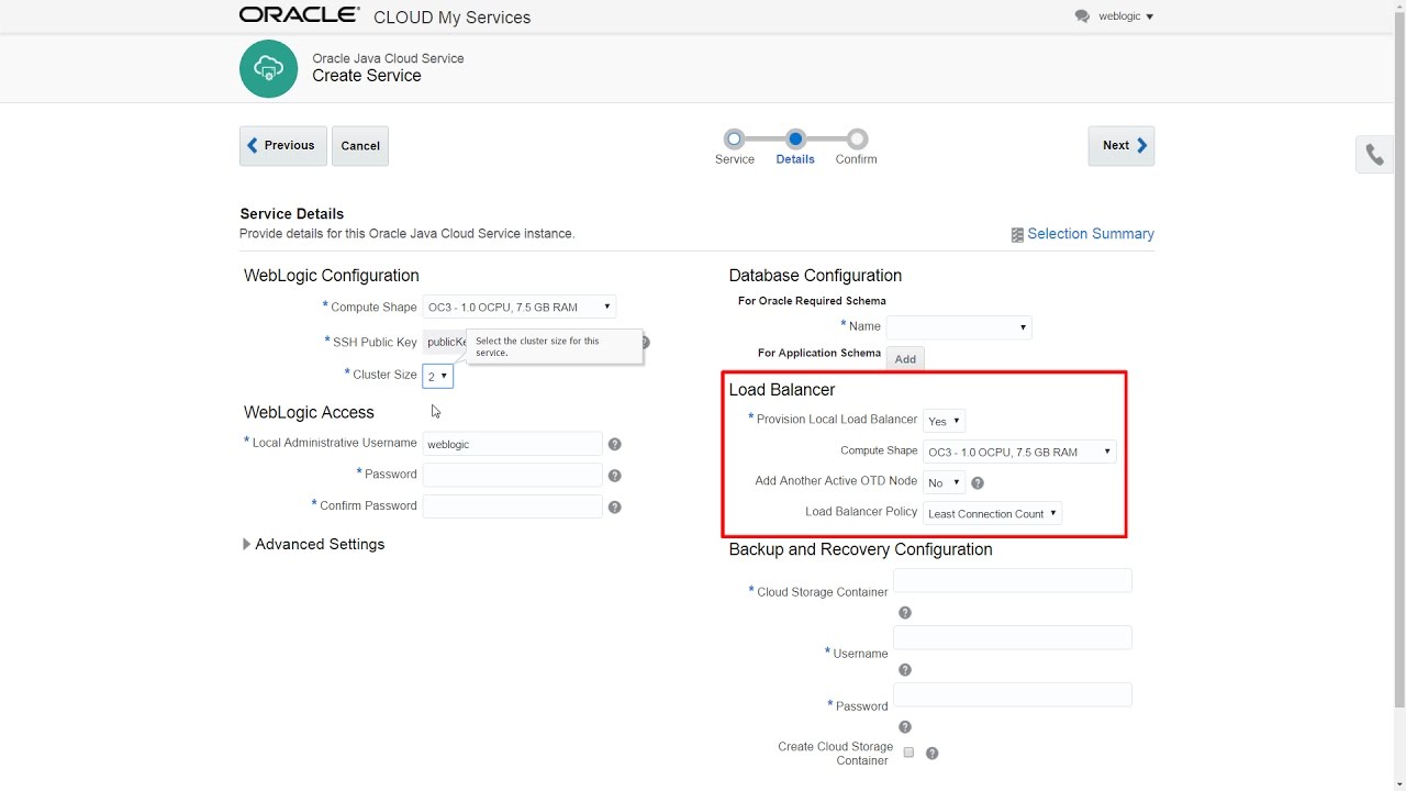 Creating An Oracle Java Cloud Service Instance Youtube