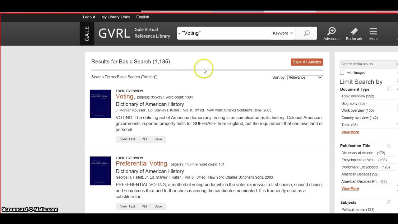 How to Search Gale Virtual Reference Library - YouTube