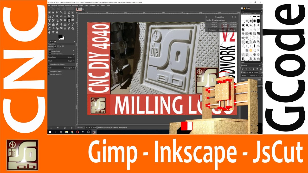 Raddrizzamento prospettico con Gimp Vettorializzazione con Inkscape e Gcode con JsCut - YouTube