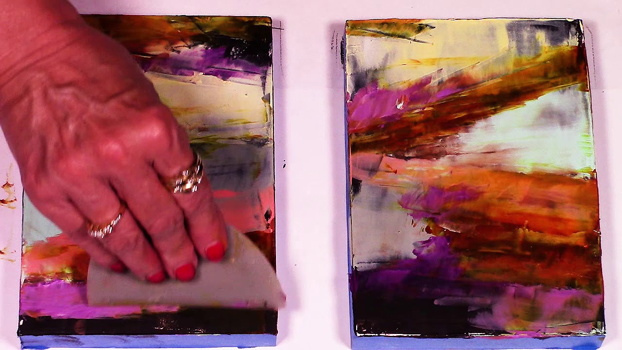 Abstract Art- Crazy Colors Fun to Create 5X7 Diptych!-Cold Wax Demo ...