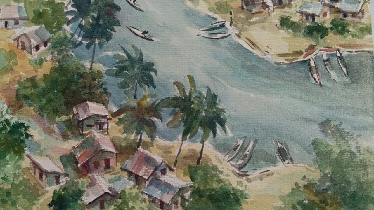 Watercolor of a River in an aerial view: Here's how... - YouTube