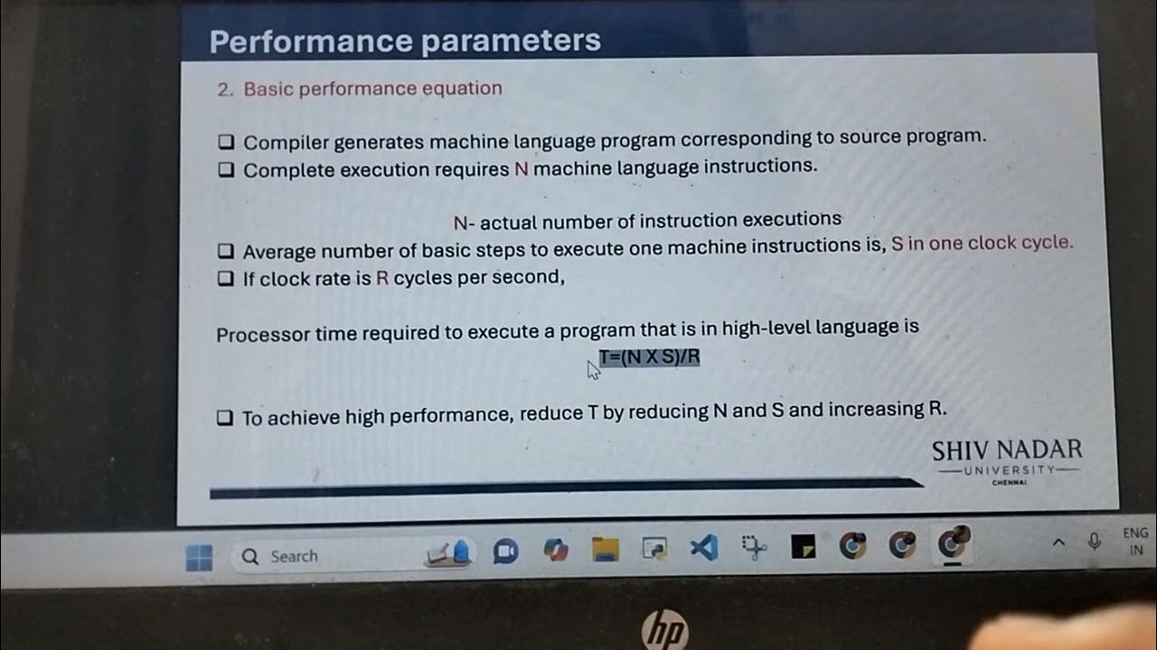 COA • Computer Performance Evaluation • Basic Performance Equation - YouTube