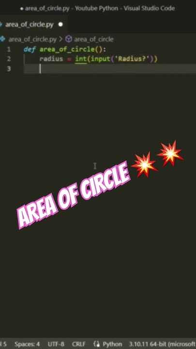 Area of Circle 💥💥 #shorts #shortvideo #shortsvideo #programming #programmerlife#coder #python# ...