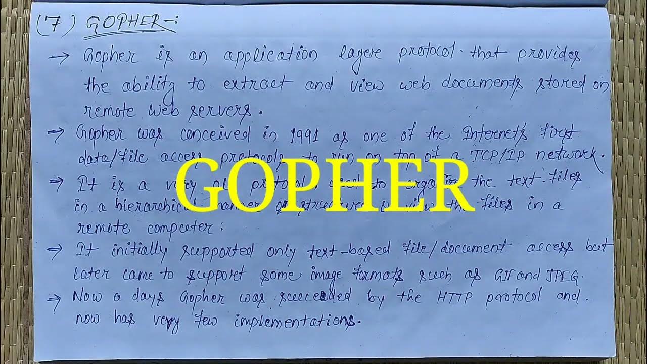 Gopher Protocol In Networking || Networking chapter important Short ...