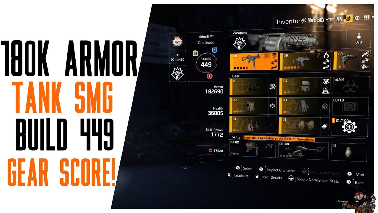 180k ARMOR TANK SMG BUILD | 449 Gear Score Tier 4 Demolitionist Build ...