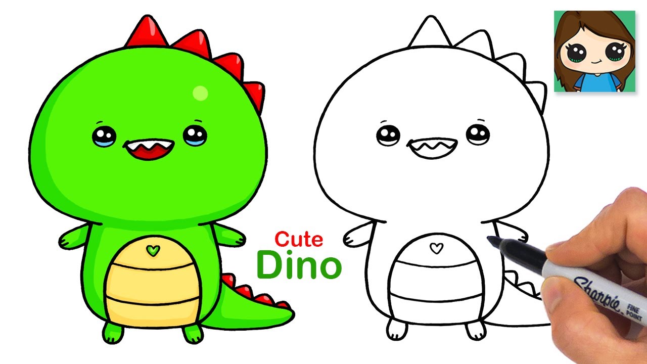 How to Draw a Little Dinosaur Easy 🦖 - YouTube