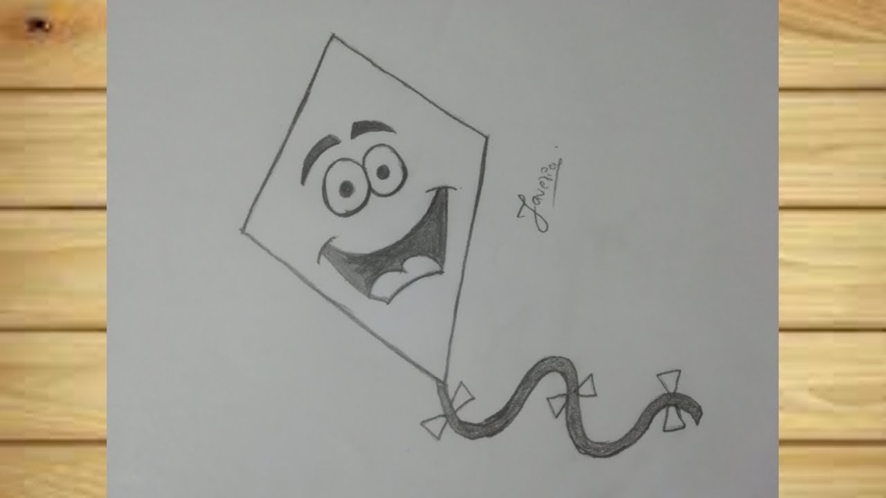 How to draw kite step by step | Easy way to draw a kite | Kite Drawing ...