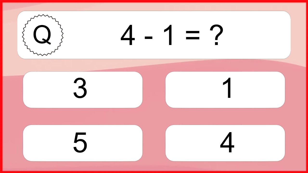 20 Subtraction Quiz Exercises for Kids: Numbers Up to 20 - YouTube