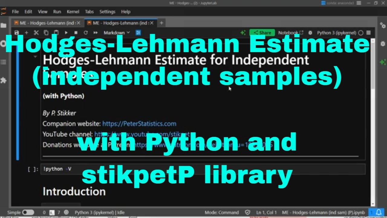 Python - Hodges-Lehmann (Ind. Samples) with stikpetP - YouTube