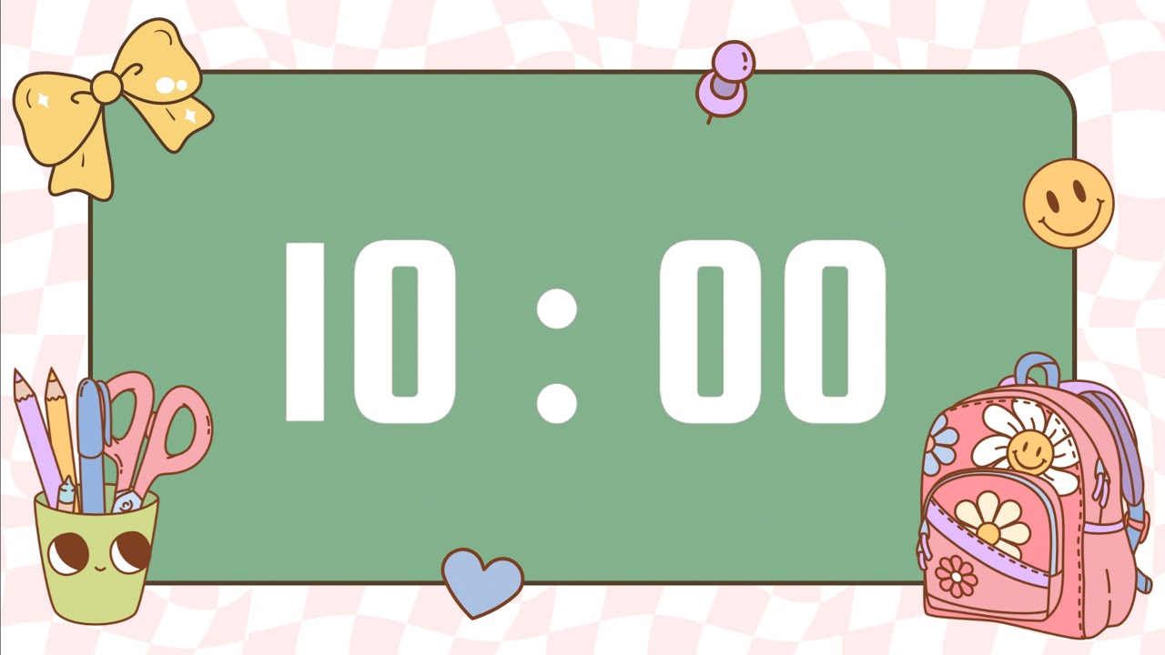 10-Minute Timer | With Upbeat Instrumental Music & Alarm Bell | Cute ...