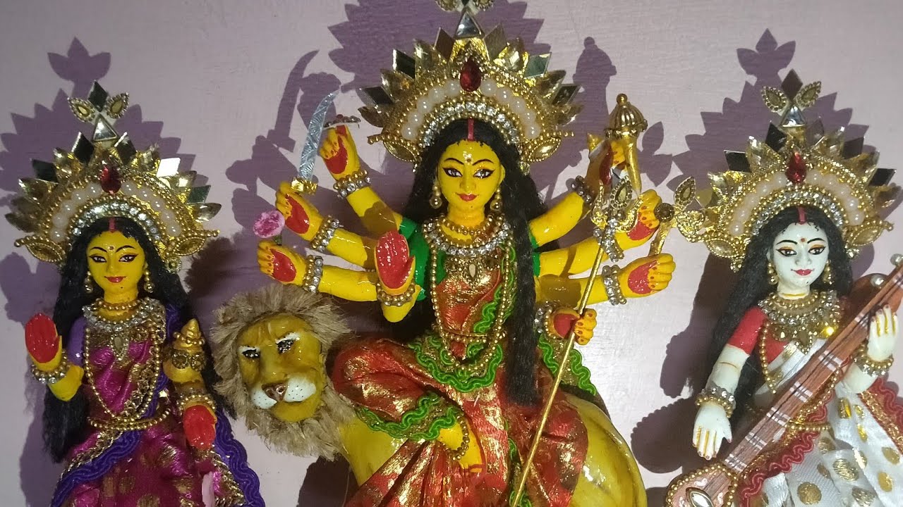 navratri special making of tridevi idol Ambe maa/Durga maa, Laxmi maa ...