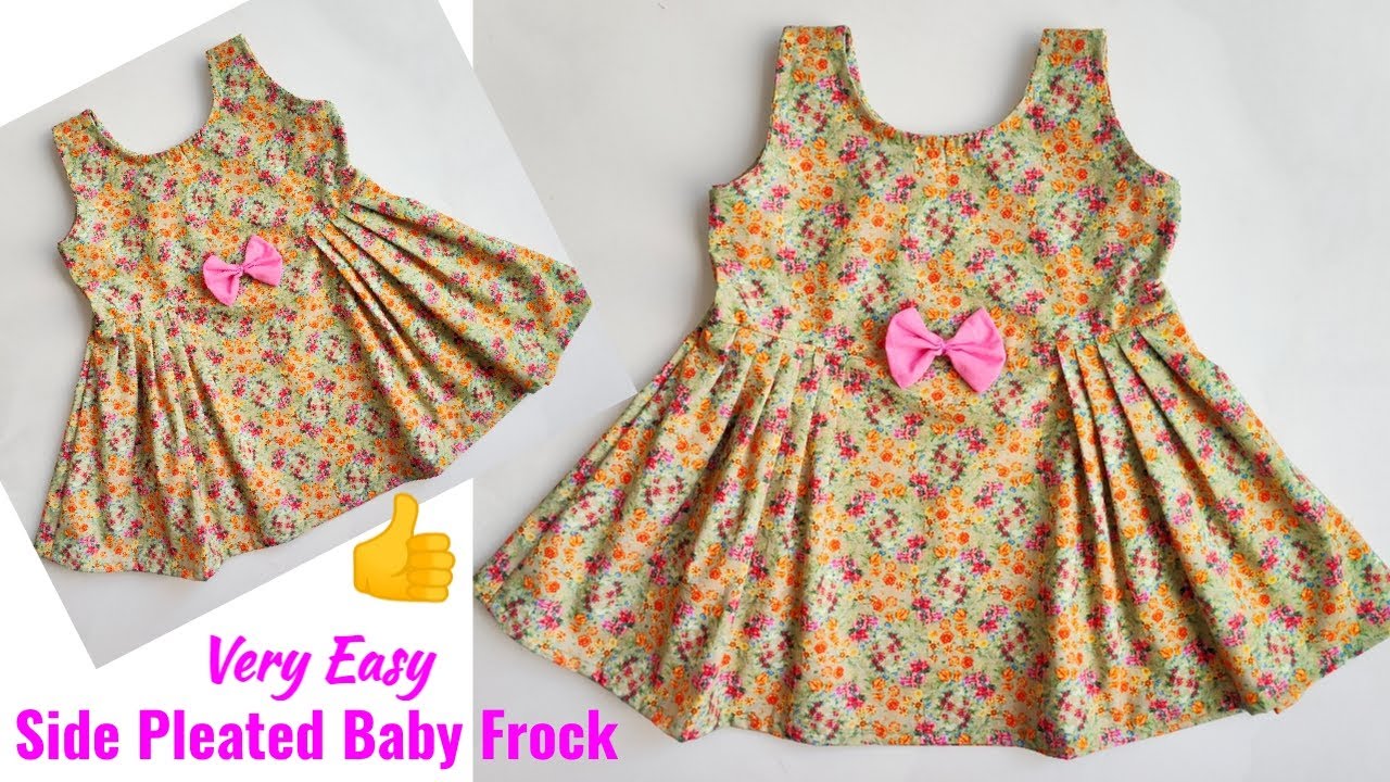 Very Easy Side pleated baby frock cutting and stitching | Baby Frock ...