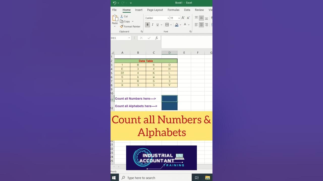 How to Count the Total Number of Numbers and Alphabets in Excel. - YouTube