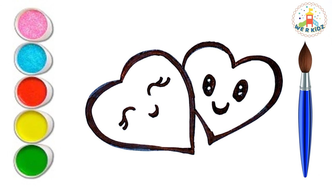 Drawing and Coloring Heart's || How to Draw double hearts || Learning ...