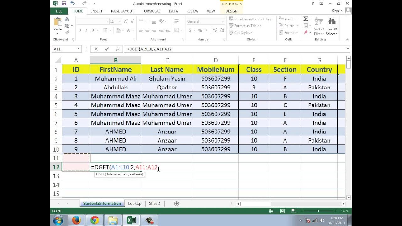Ms Excel Dget Formula Youtube
