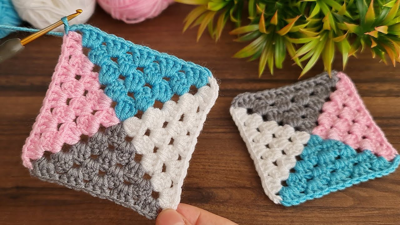 Wow!.. 😇 How To Crochet A Four Coloured Granny Square. Granny Square ...