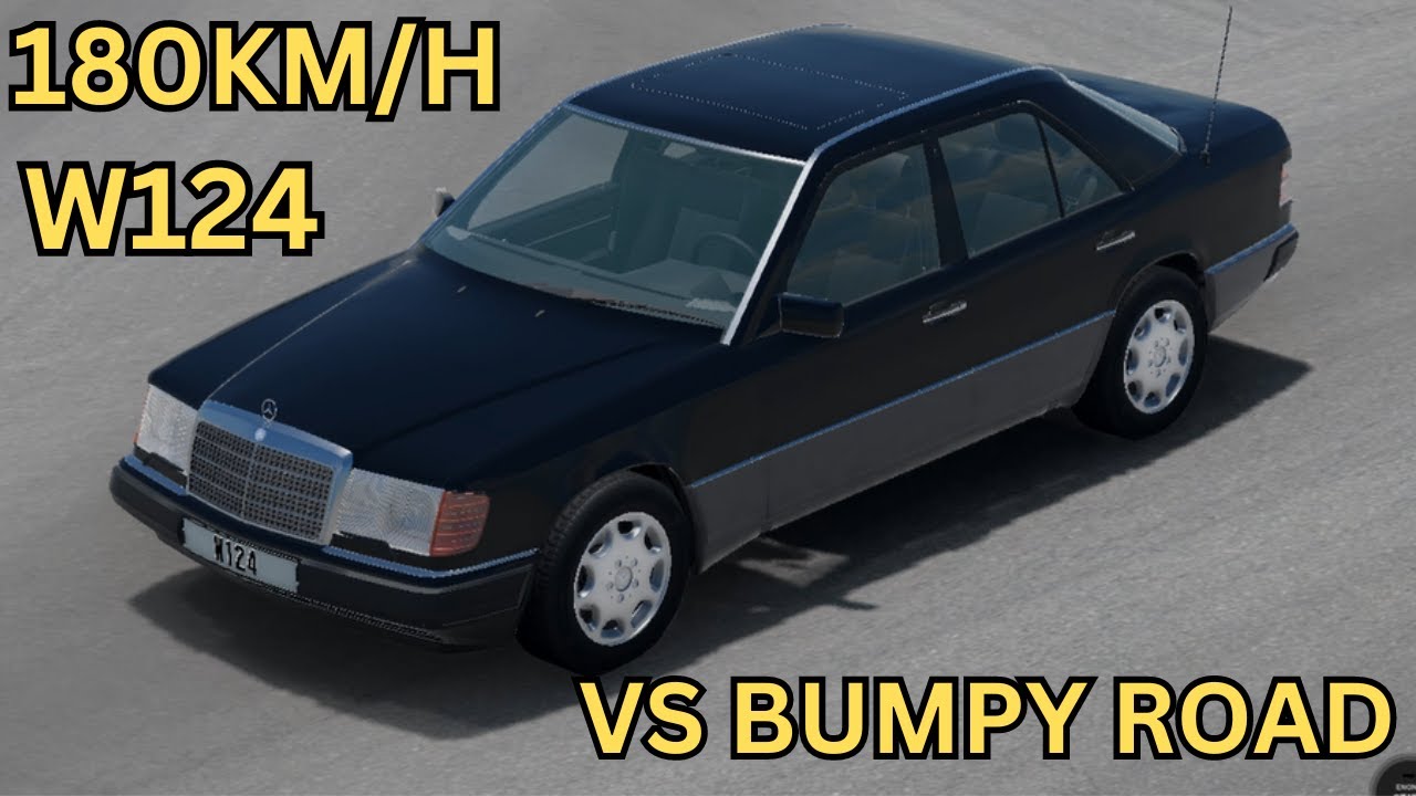 Mercedes W124 amazing suspenssion at 180 km/h vs potholed road - YouTube