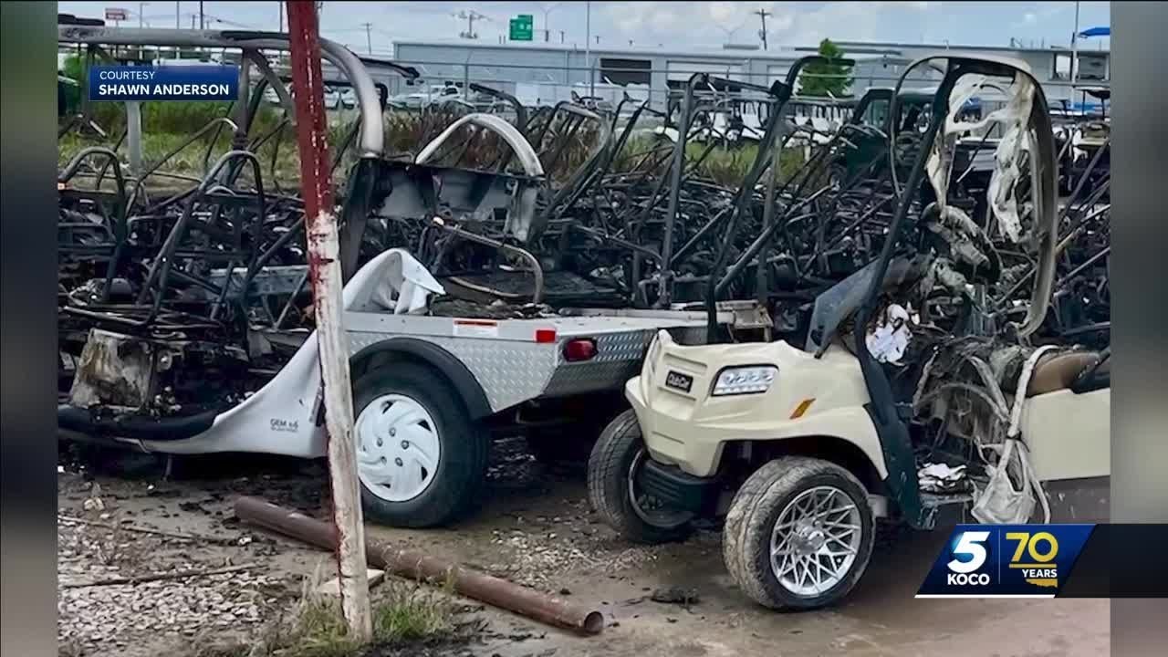 More than 50 golf carts burn in south OKC business fire, causing smoke ...