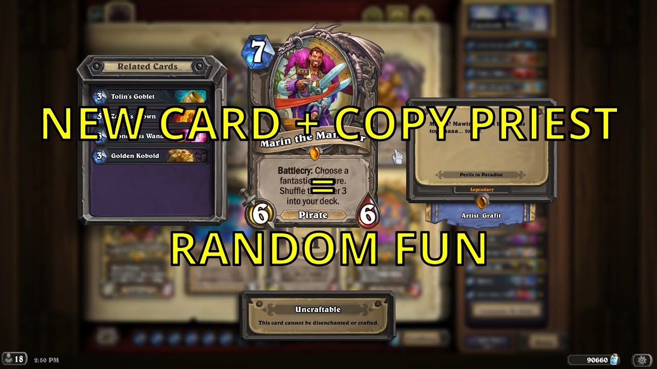 Hearthstone: New Free Legendary Card Marin the Manager Priest Deck vs ...