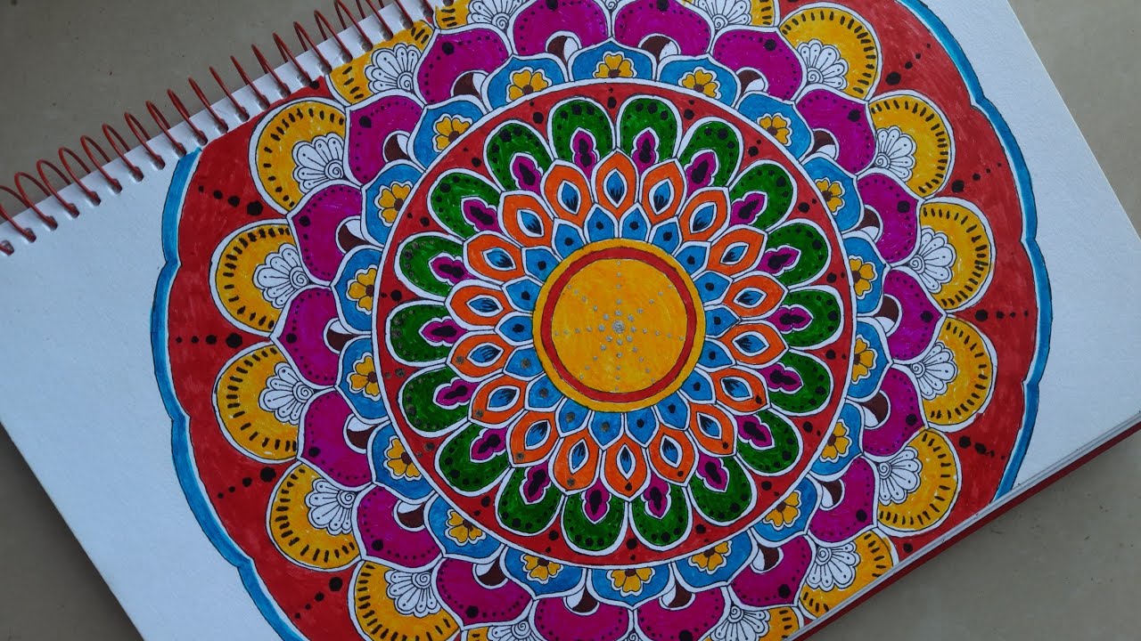 Pizza Mandala 😁 / How to make a Colourful mandala #art #drawing # ...