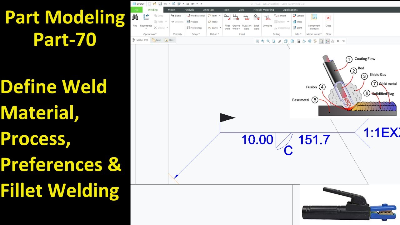 #70 Creo Part Modeling- Define Weld Material, Process, Preferences ...