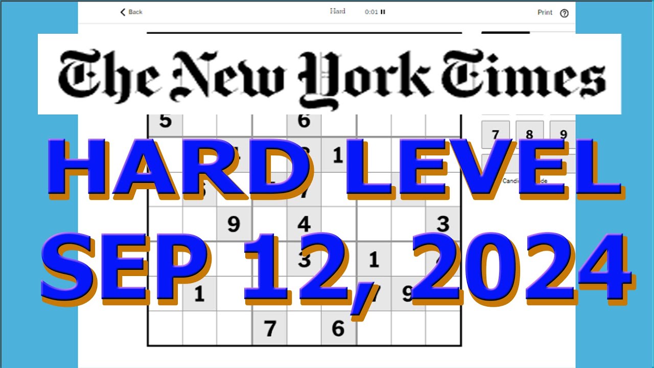 Not Be a Hard Level But Extreme One- Sudoku Solution New York Times ...