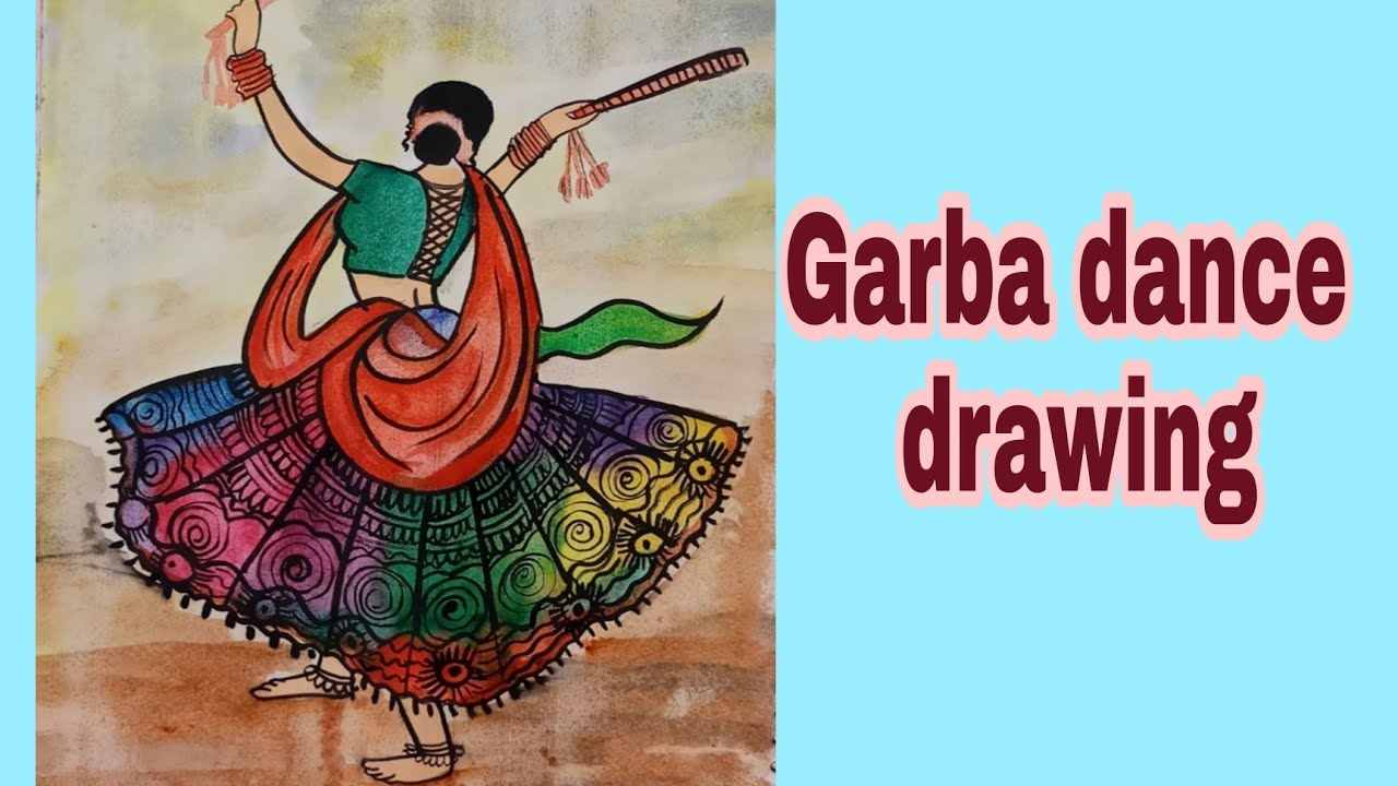 How to draw nawratri special garba drawing// how to draw Dandiya dance ...