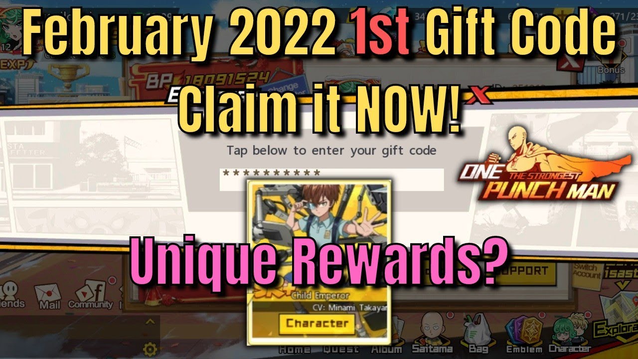 1st New Gift Code | February 2022 | Unique Rewards - One Punch Man The ...