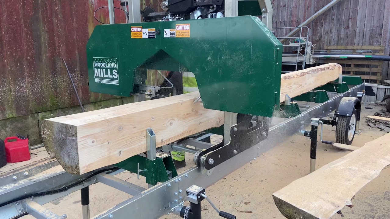 Sawmill Woodland Mills HM130 first cut - YouTube