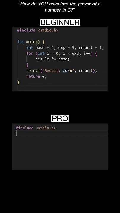 Beginner😅 Vs Pro😎 Power Of Numbers In C ⚡💻 C Programming Coding