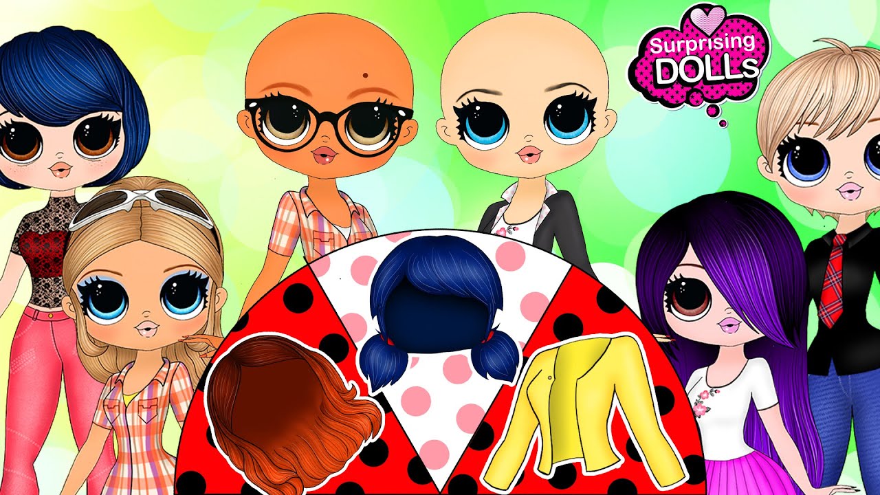 Miraculous Ladybug: Clothes Switch Up and Wigs - DIY Paper Dolls ...